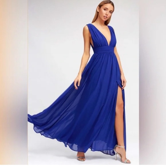 Lulus | Dresses | Goddesslike Lulus Heavenly Hues Blue Maxi Dress Deep ...